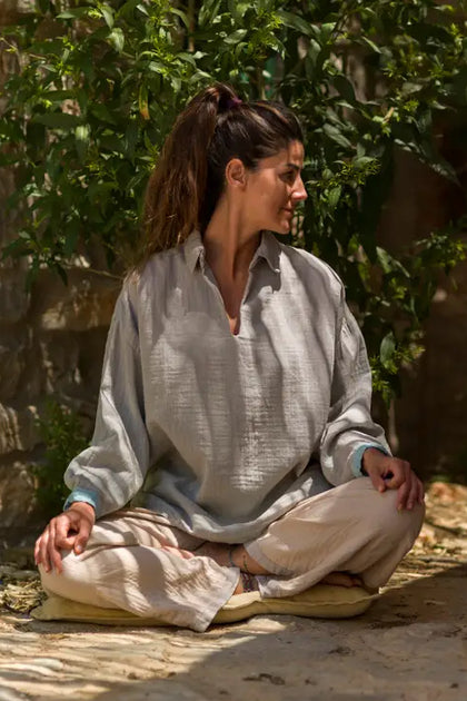 Muslin Tunic Grey Turquoise – KIITOSlife